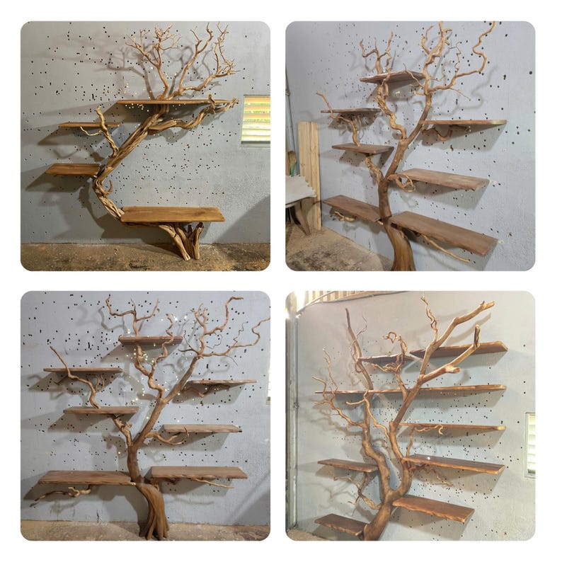 Corner Tree Bookshelf Driftwood Real Branch Bookshelf Solid Wood Branch ...