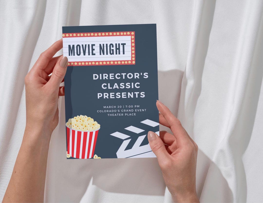 Retro Movie Theater Invitation Canva Template - Etsy