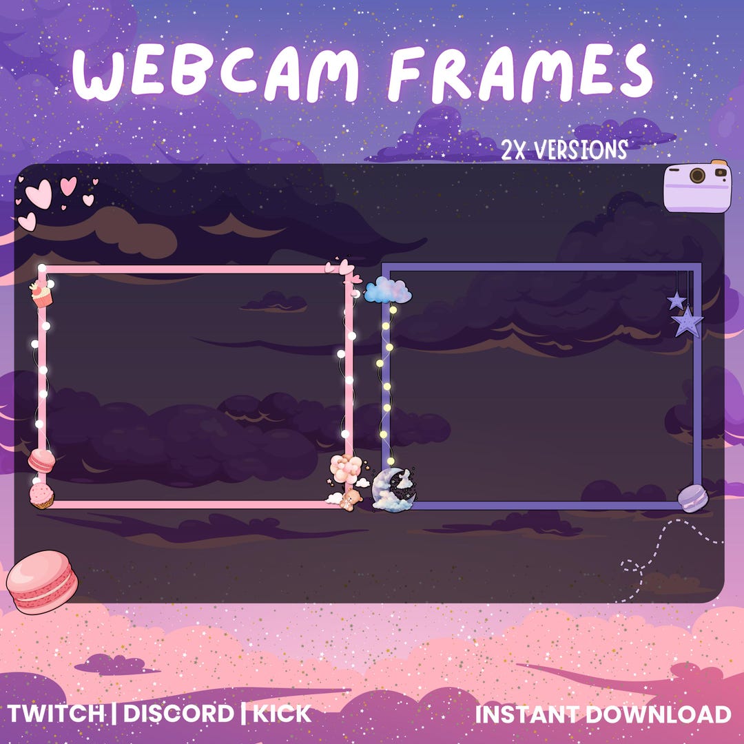 2 Webcam Overlay Frames | Twitch Overlay | Twitch Frames | Pink Webcam ...