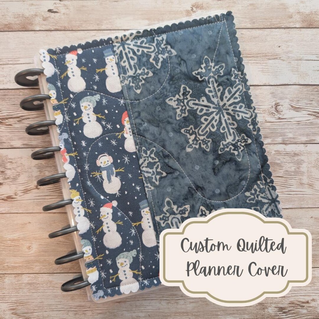 Quilted Fabric Planner Cover: Classic Happy Planner Size Snowman and ...