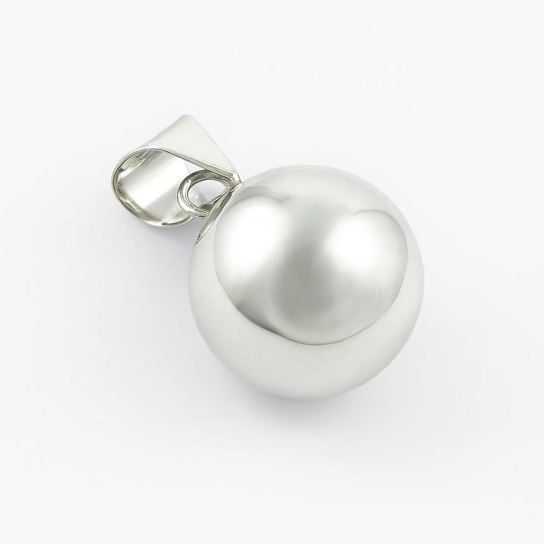 Sterling Silver Ball Pendant, Minimalist Sphere Charm Necklace - Etsy