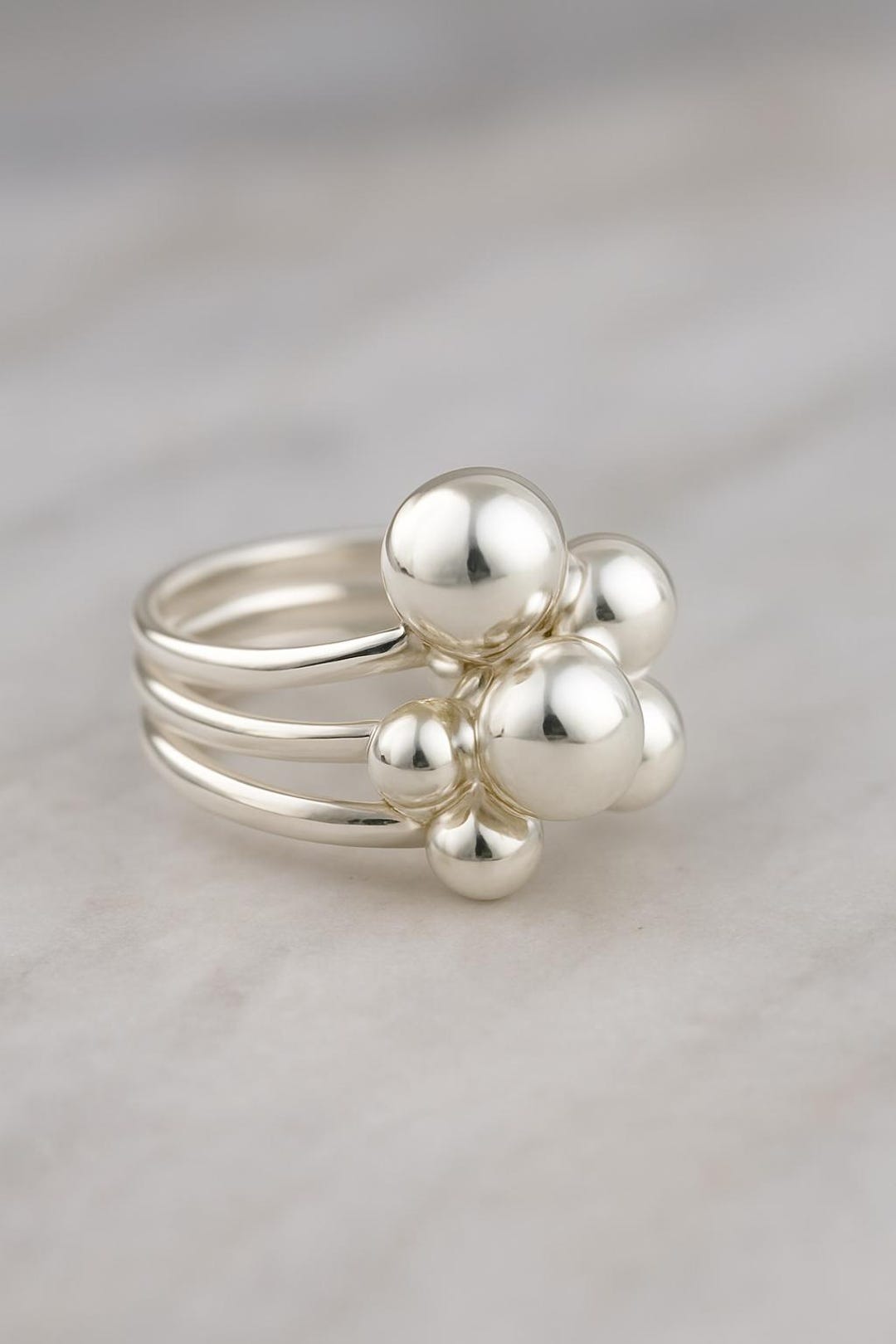 Sterling Silver Bubble Ring, Modern Adjustable Sphere Ring - Etsy UK