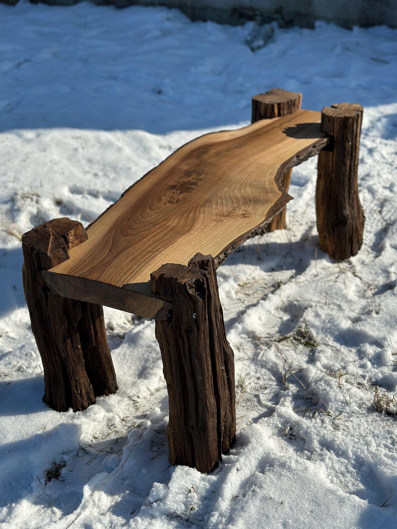 Rustic Live Edge Tv Stand – Handmade Natural Wood Table – Unique Log ...