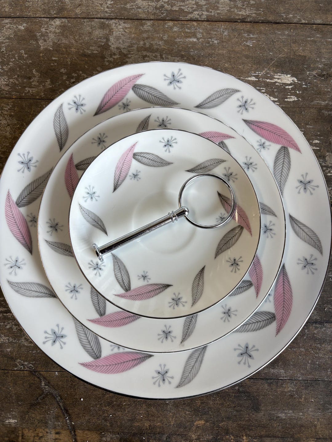 3 Tier Pink and Gray Feather Stand/ Serenade- Narumi/ Tea Party/ High ...