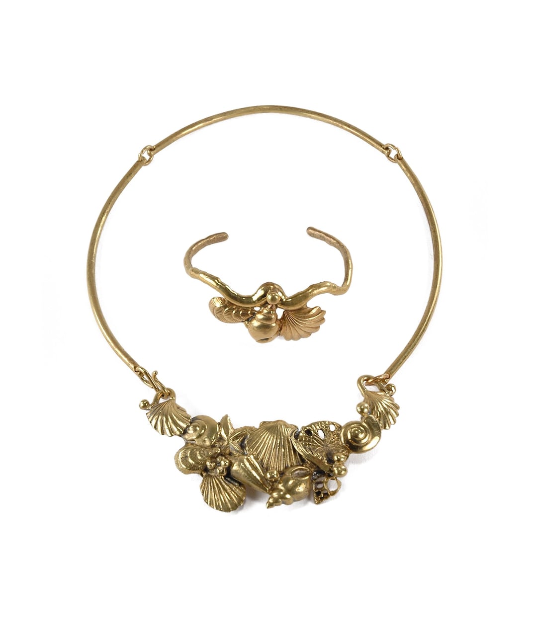 Richard Kaish SEASHELL Collar Necklace and Cuff Bracelet - Vintage ...