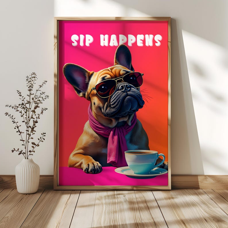 Printable Colorful Dog Coffee Dopamine Decor – Fun Pop Art Prints for ...
