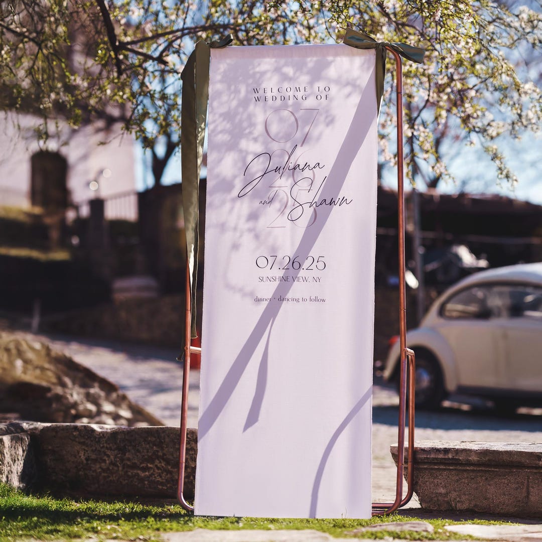 Linen Wedding Welcome Sign, Personalized Welcome Sign, Custom Ceremony ...