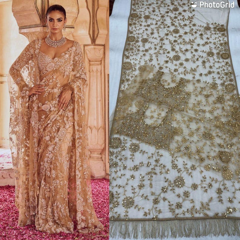 Bollywood Designer Mono Net Saree With Heavy Sequin Embroidery, Elegant ...
