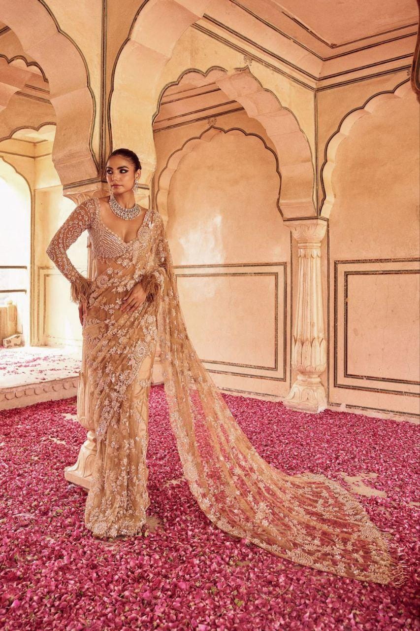 Bollywood Designer Mono Net Saree With Heavy Sequin Embroidery, Elegant ...