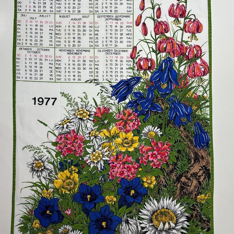 Vintage 1977 Calendar - Etsy UK