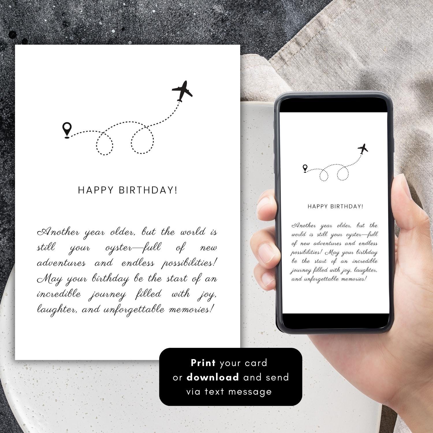 Printable Travel Card, Birthday Card, Happy Birthday, Card for Her ...