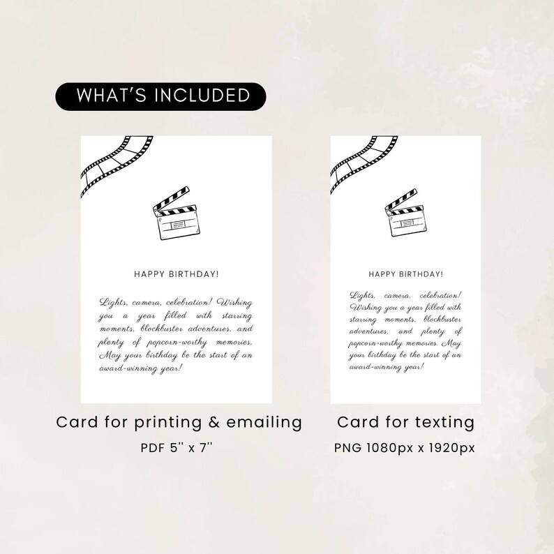 Printable Movie Themed Card, Birthday Card, Happy Birthday, Card for ...