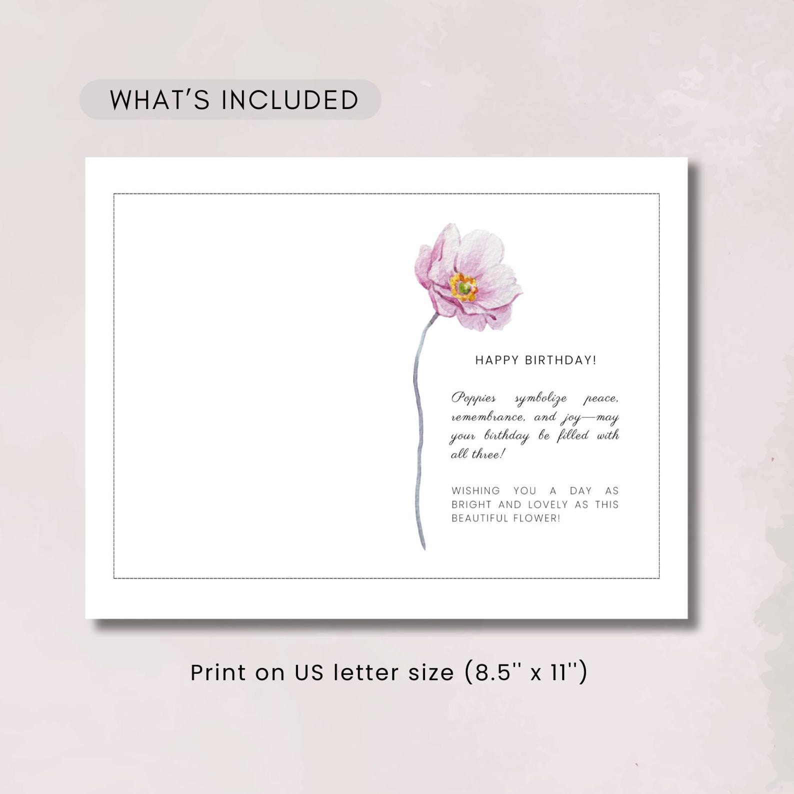 Printable Poppy Card, Poppies, Happy Birthday, Card for Her ...