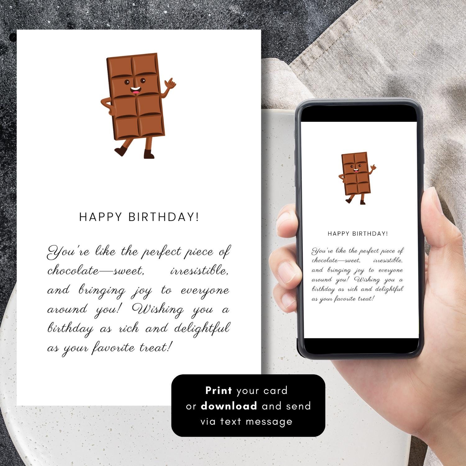 Chocolate Birthday Card: Printable Gift for Him/her (PDF & PNG) - Etsy