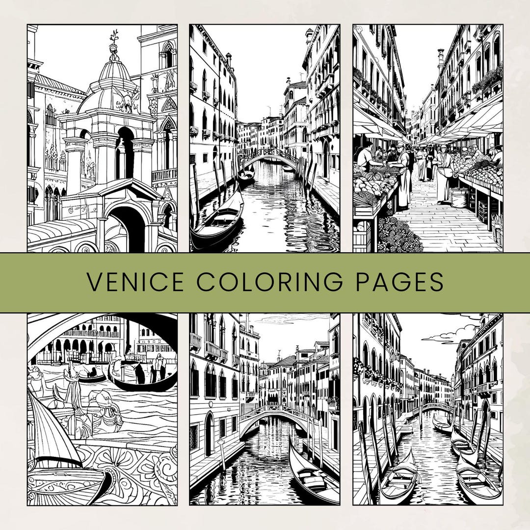 Printable Adult Coloring Pages, Venice Coloring Pages, Italian Villages ...