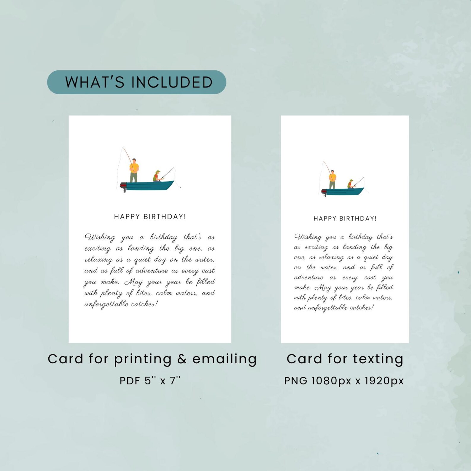 Fishing Birthday Card for Him: Boat on Waves (digital Download) - Etsy