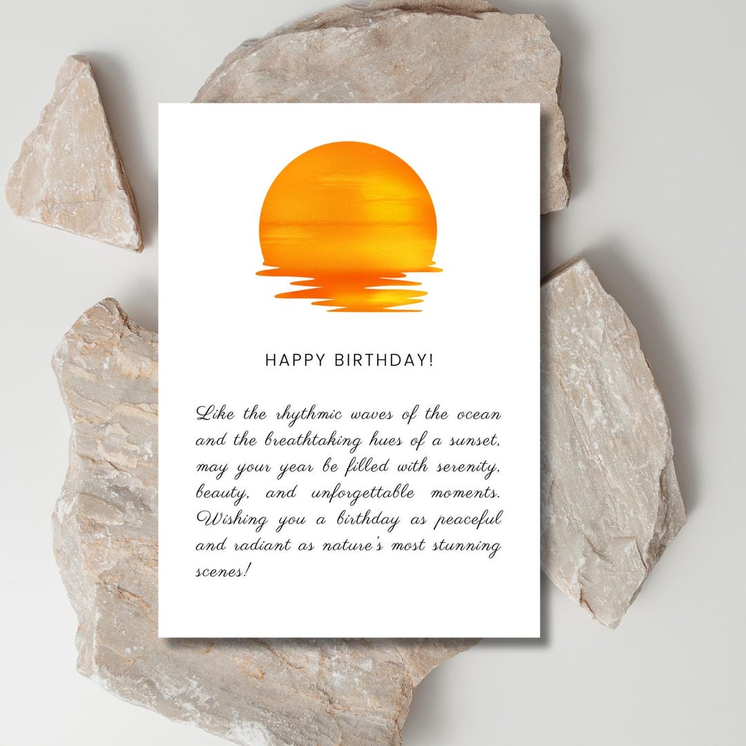 Printable Sunset Birthday Card: Orange Waves Design (PDF & PNG) - Etsy