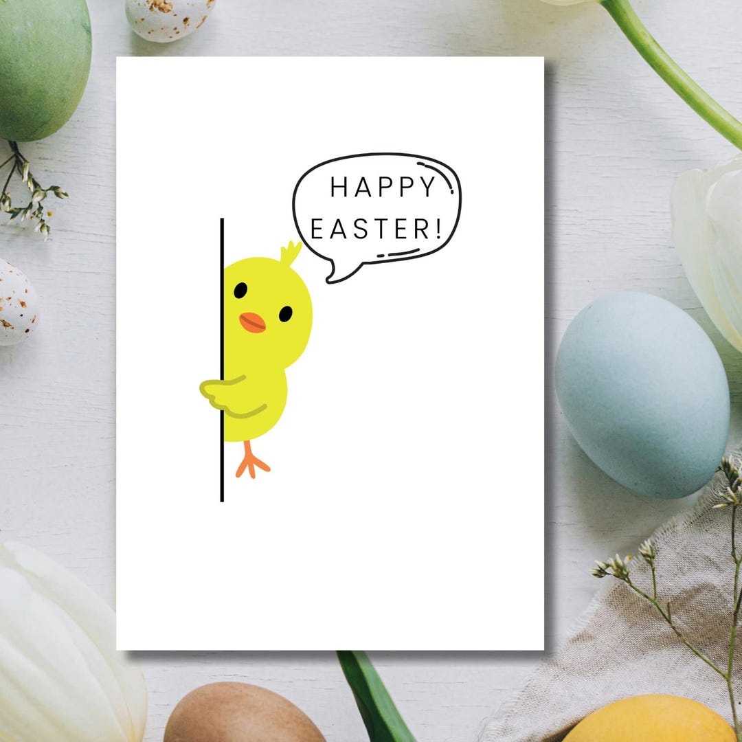 Printable Easter Card, Happy Easter, Chick, Funny Easter Card, Easter ...