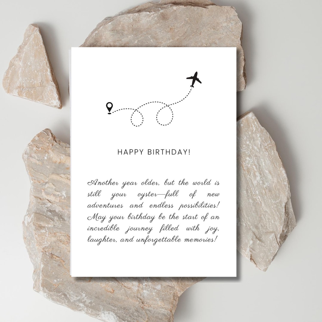Printable Travel Card, Birthday Card, Happy Birthday, Card for Her ...