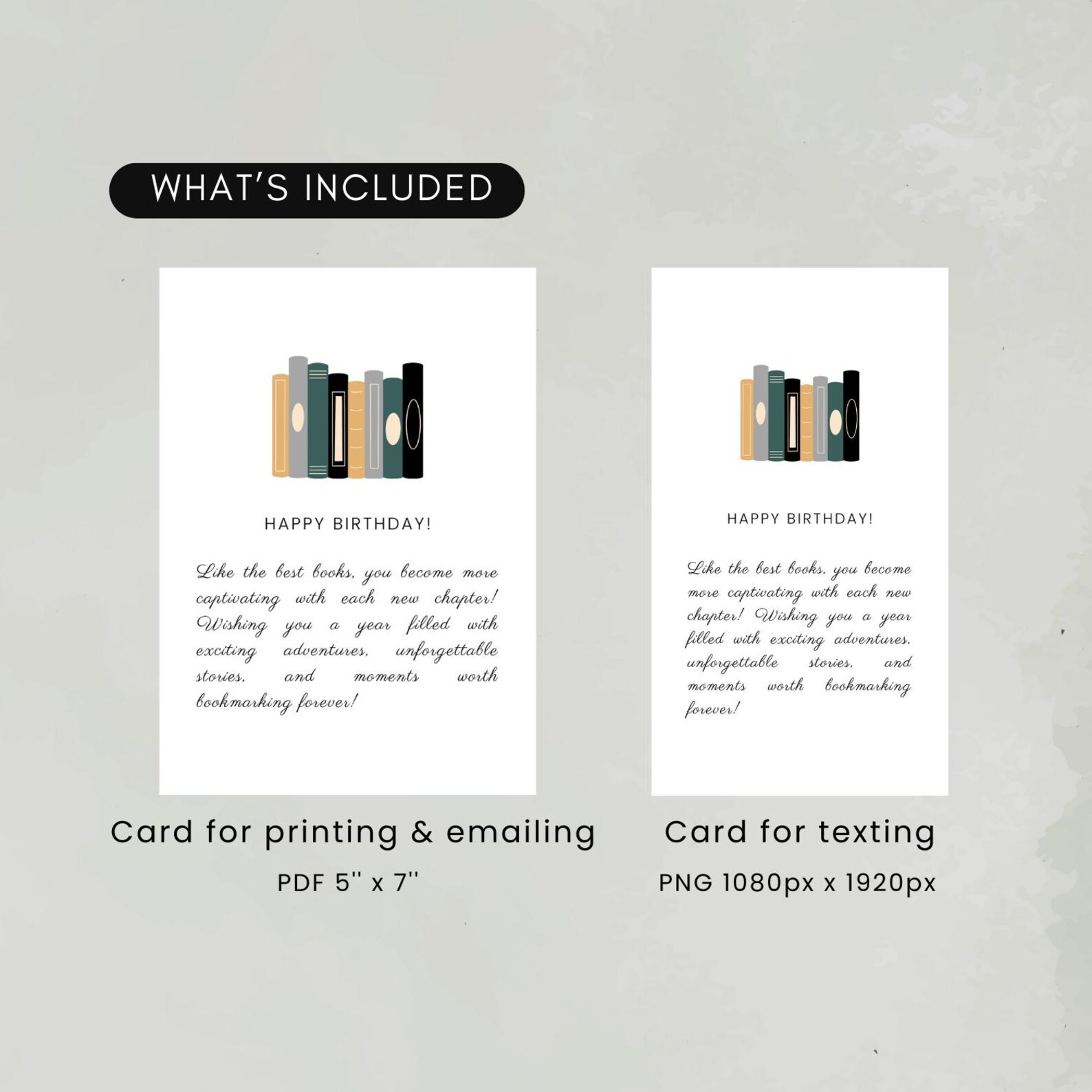 Book Lover Birthday Card: Literary Theme (printable PDF & PNG) - Etsy