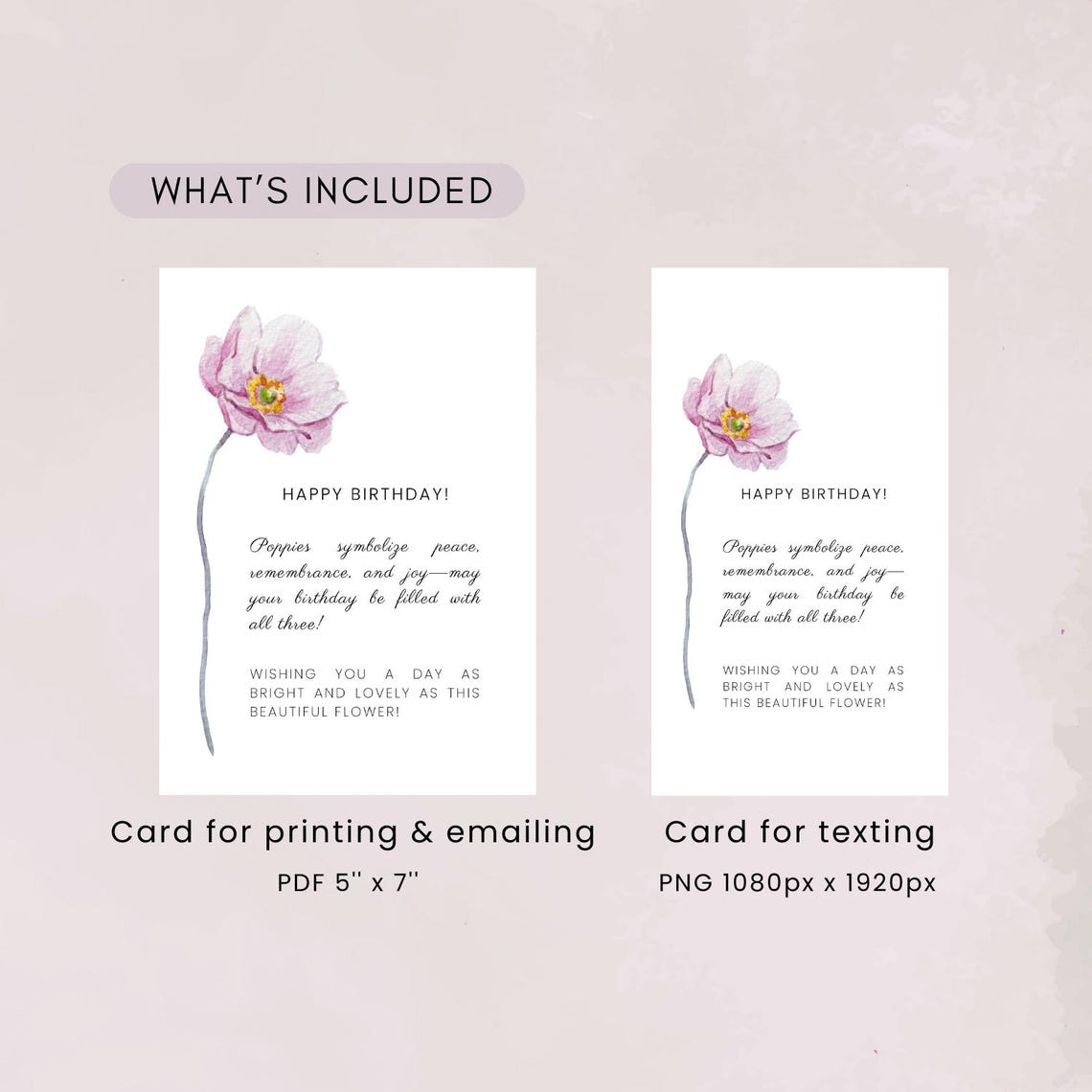 Printable Poppy Card, Poppies, Happy Birthday, Card for Her ...