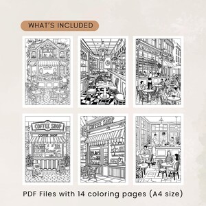 Printable Adult Coloring Pages, Cozy Coffee Shop Coloring Pages, Cafe ...