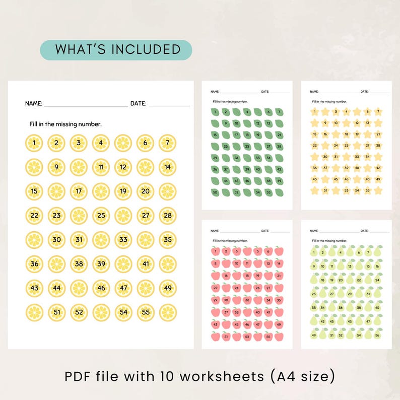 Missing Number Worksheets 1-60| Fill in the Numbers | Preschool ...
