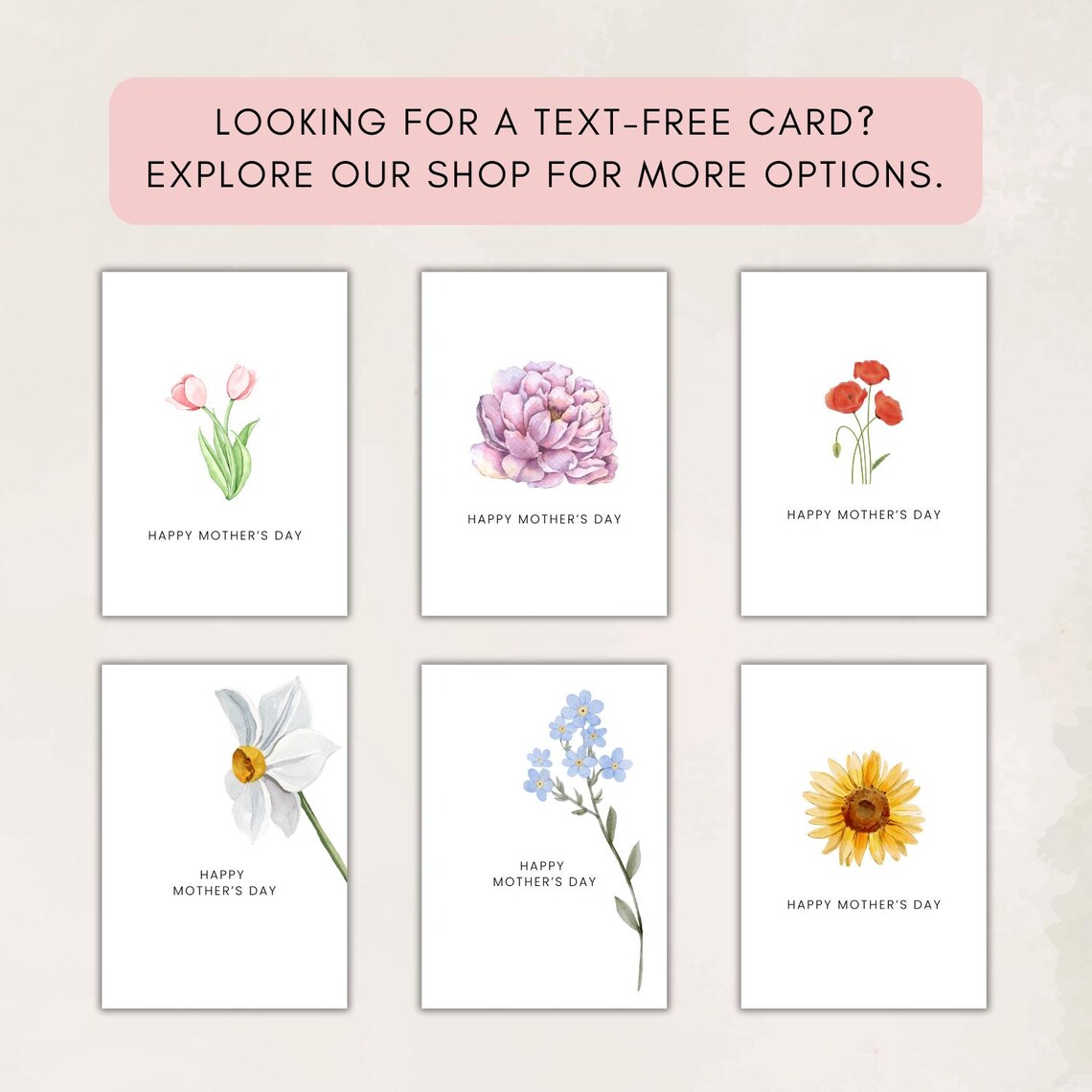 Printable Sunflower Mother's Day Card: Floral Design (PDF & JPG) - Etsy