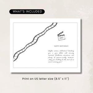 Printable Movie Themed Card, Birthday Card, Happy Birthday, Card for ...