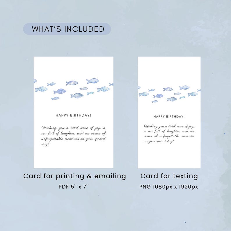 Printable Fish Card, Sea, Ocean, Happy Birthday, Card for Her, Card for ...