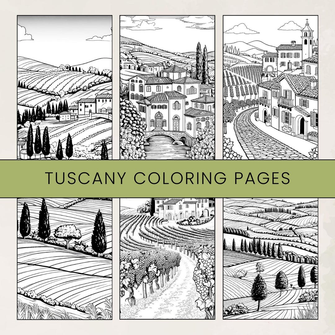 Printable Adult Coloring Pages, Tuscany Italy, Tuscany Coloring, Tuscan ...