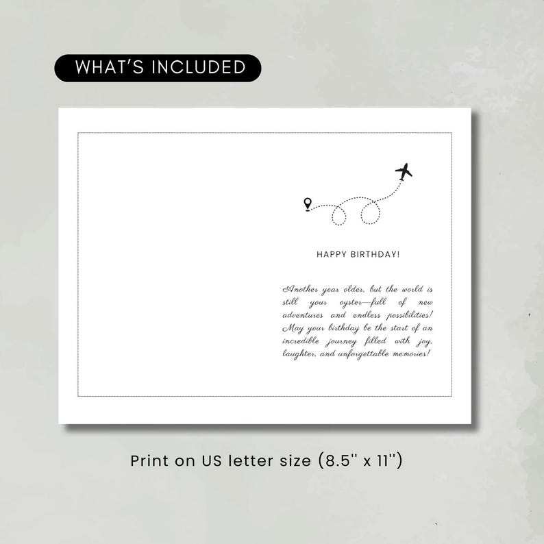 Printable Travel Card, Birthday Card, Happy Birthday, Card for Her ...