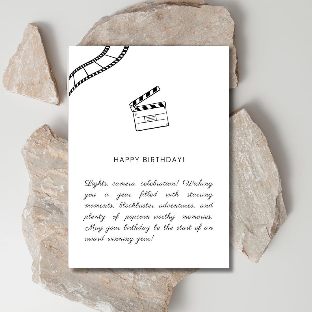 Movie Birthday Card: Film Lover Gift (printable PDF & PNG) - Etsy