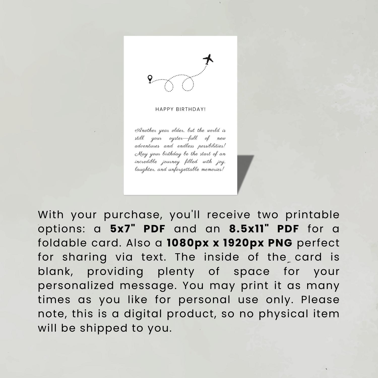 Printable Travel Card, Birthday Card, Happy Birthday, Card for Her ...