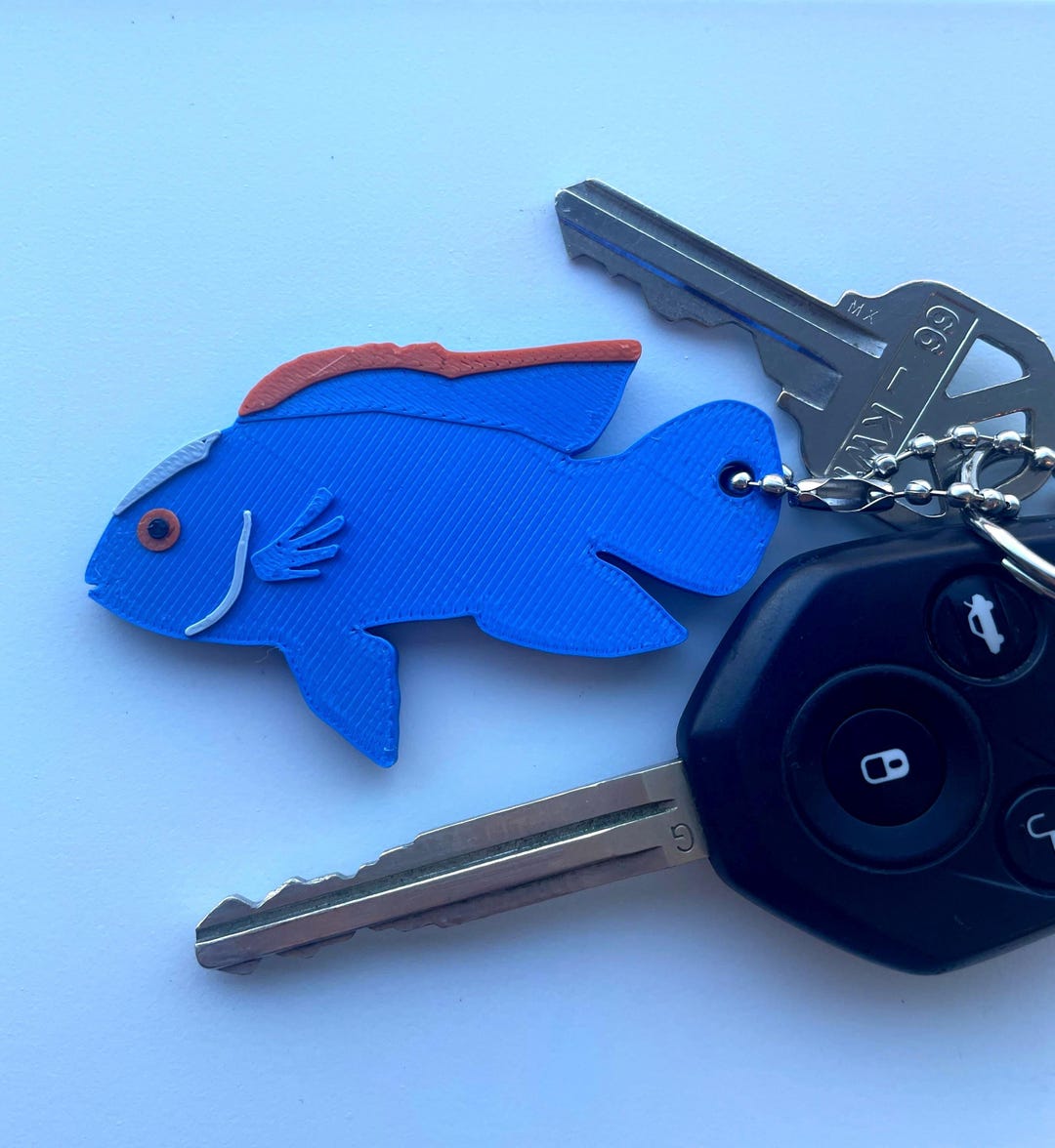 Electric Blue Acara Fish Keychain 3D Printed Aquarium Lover Gift Custom ...