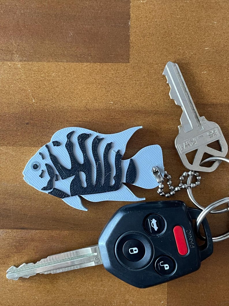 Convict Cichlid Fish Keychain 3D Printed Aquarium Lover Gift Custom ...
