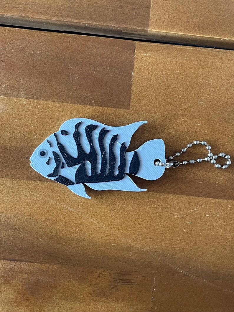Convict Cichlid Fish Keychain 3D Printed Aquarium Lover Gift Custom ...