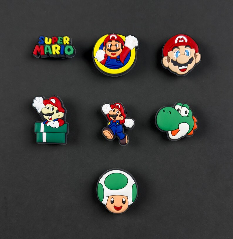 Super Mario Crocs Jibbitz | Mario Yoshi Toad | Mario Crocs Accessories ...