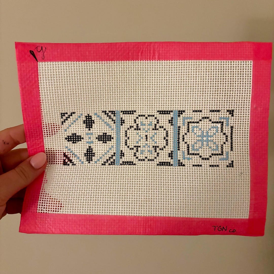 Blue and White Spanish Tile Inspired Bookmark - Needlepoint Canvas - Etsy