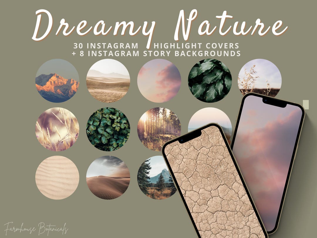 Nature Styled Instagram Highlight Covers & Story Backgrounds. Natural ...