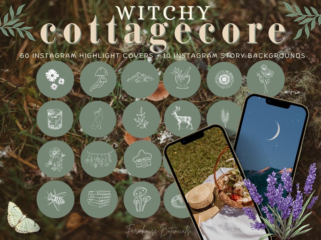 Cottagecore Witchy Instagram Highlight Covers & Story Backgrounds. Farm ...