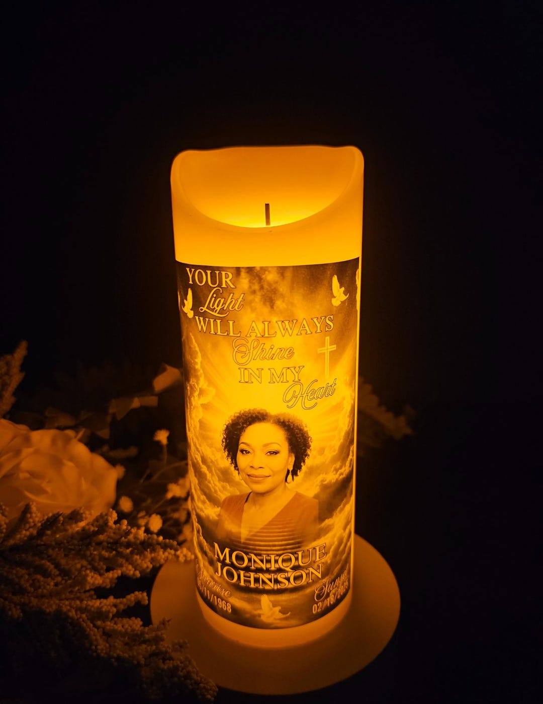 Your Light Will Always Shine in My Heart Personalized Led Wax Pillar ...