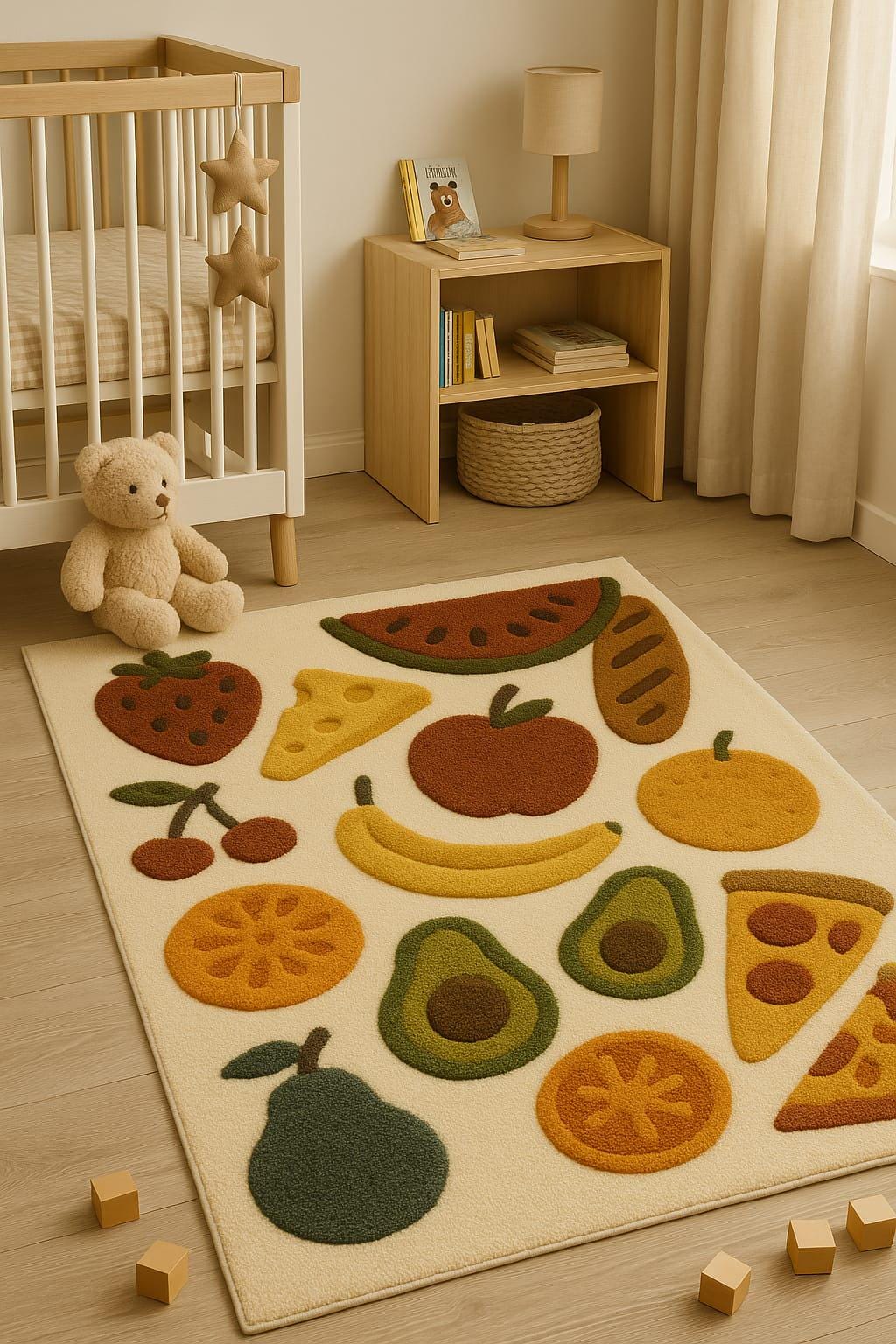 Playful Food Theme Rug for Kids | Hand-tufted Wool Carpet With Fruit ...