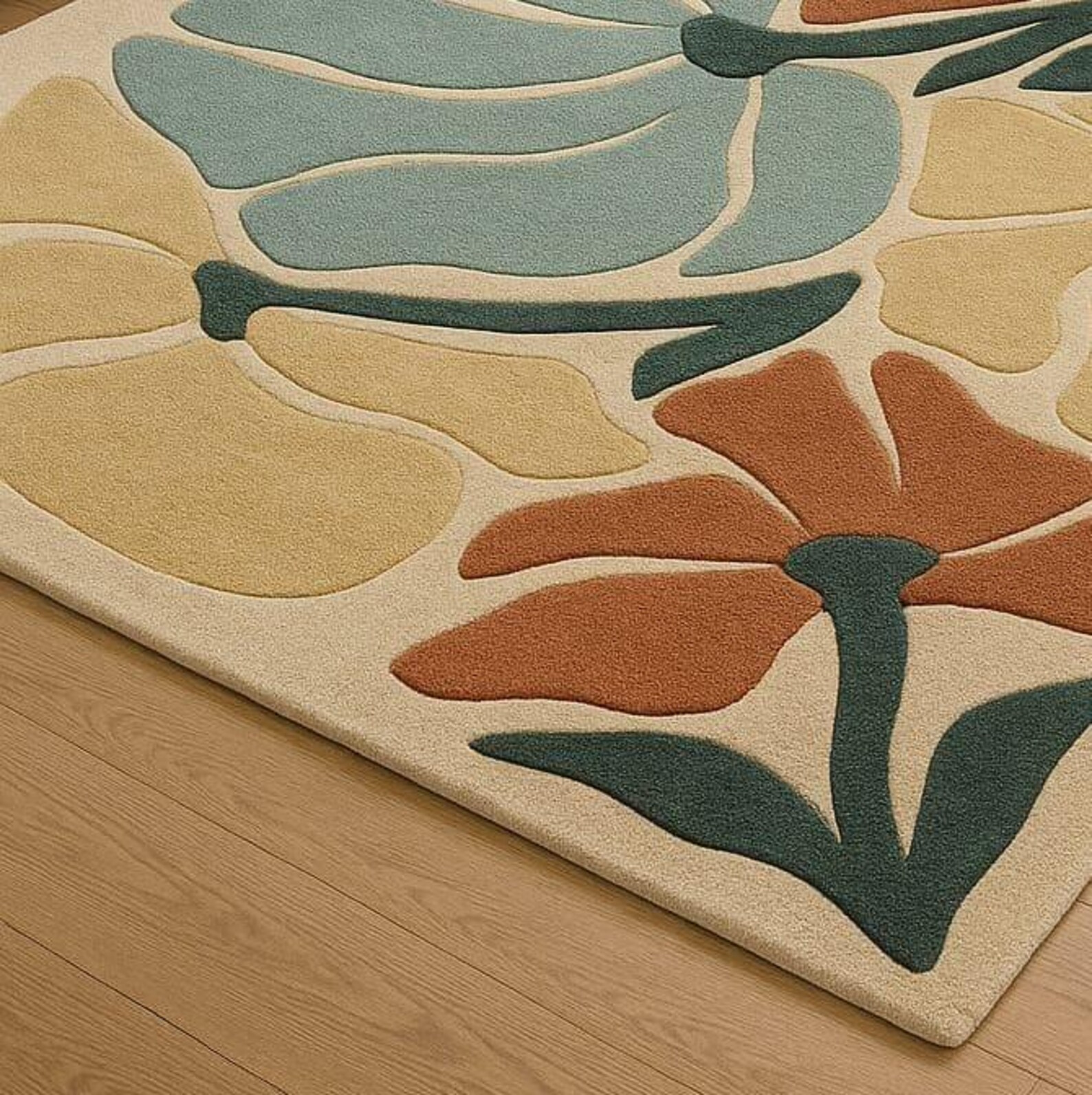 Monstera Leaf Area Rug – Black and Beige Modern Botanical Carpet ...