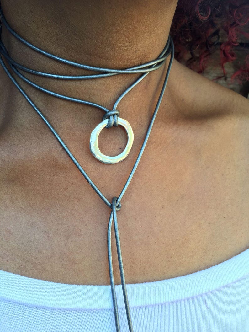 Choker Necklace Leather Choker Bohemian Jewelry Boho Choker | Etsy