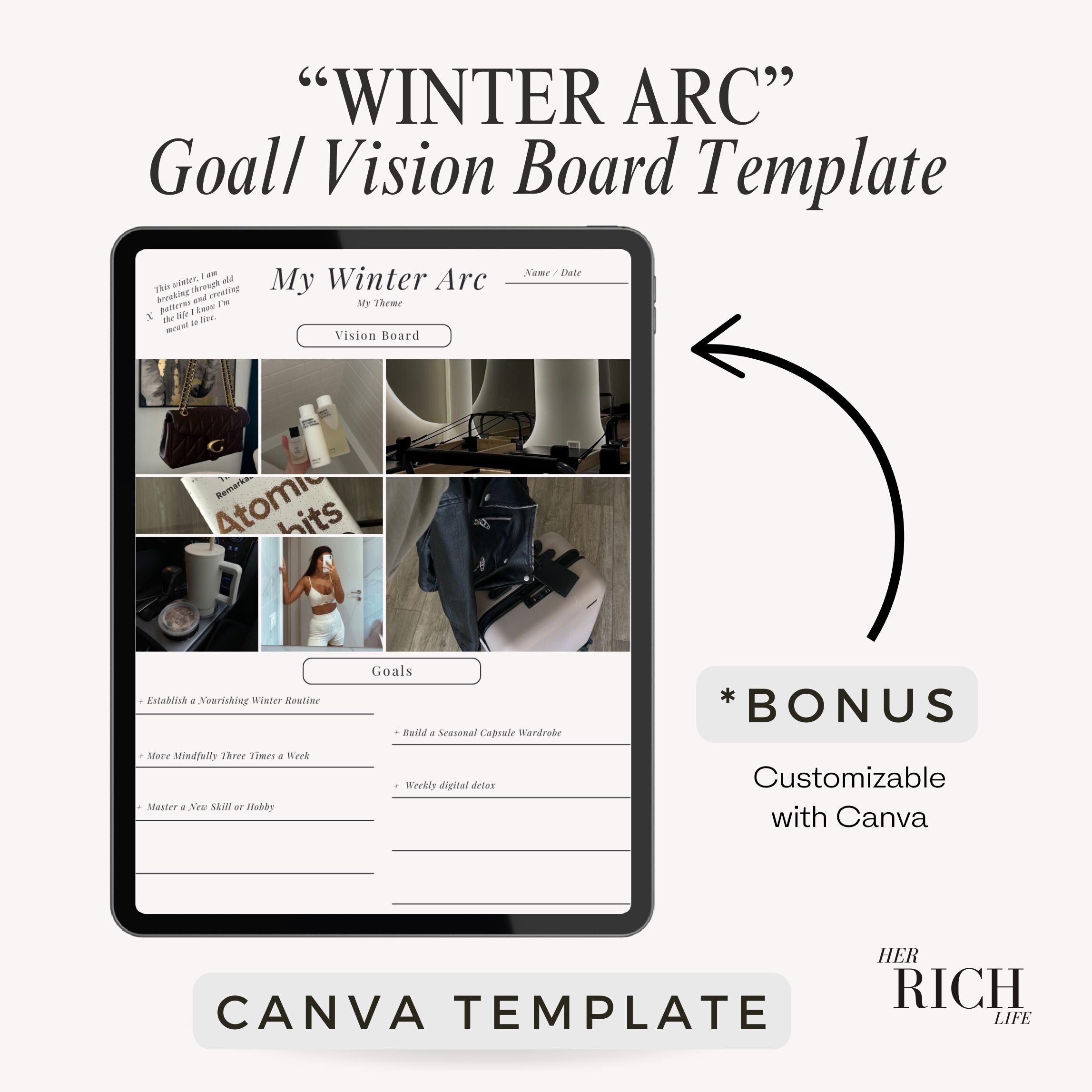 Winter Arc Glow-up Workbook digital Download PDF Seasonal Self-care ...