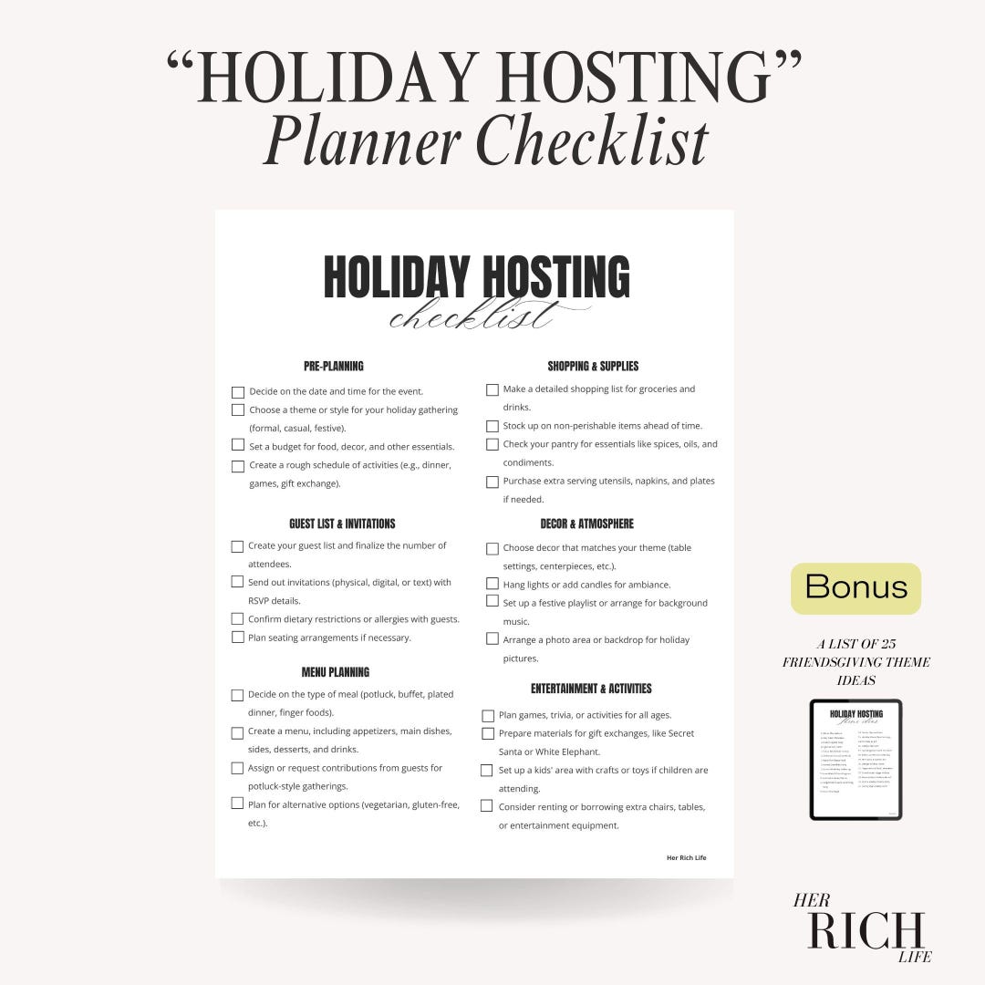 Christmas Holiday Hosting Checklist With 25 Bonus Theme Ideas Christmas Party Planner Digital ...