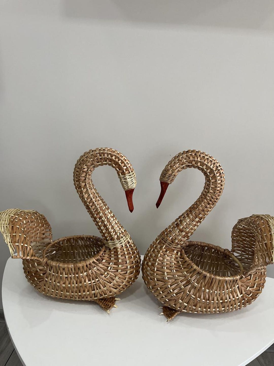 Handwoven Wicker Swan Decor, Natural Willow Sculpture, Home Decoration ...
