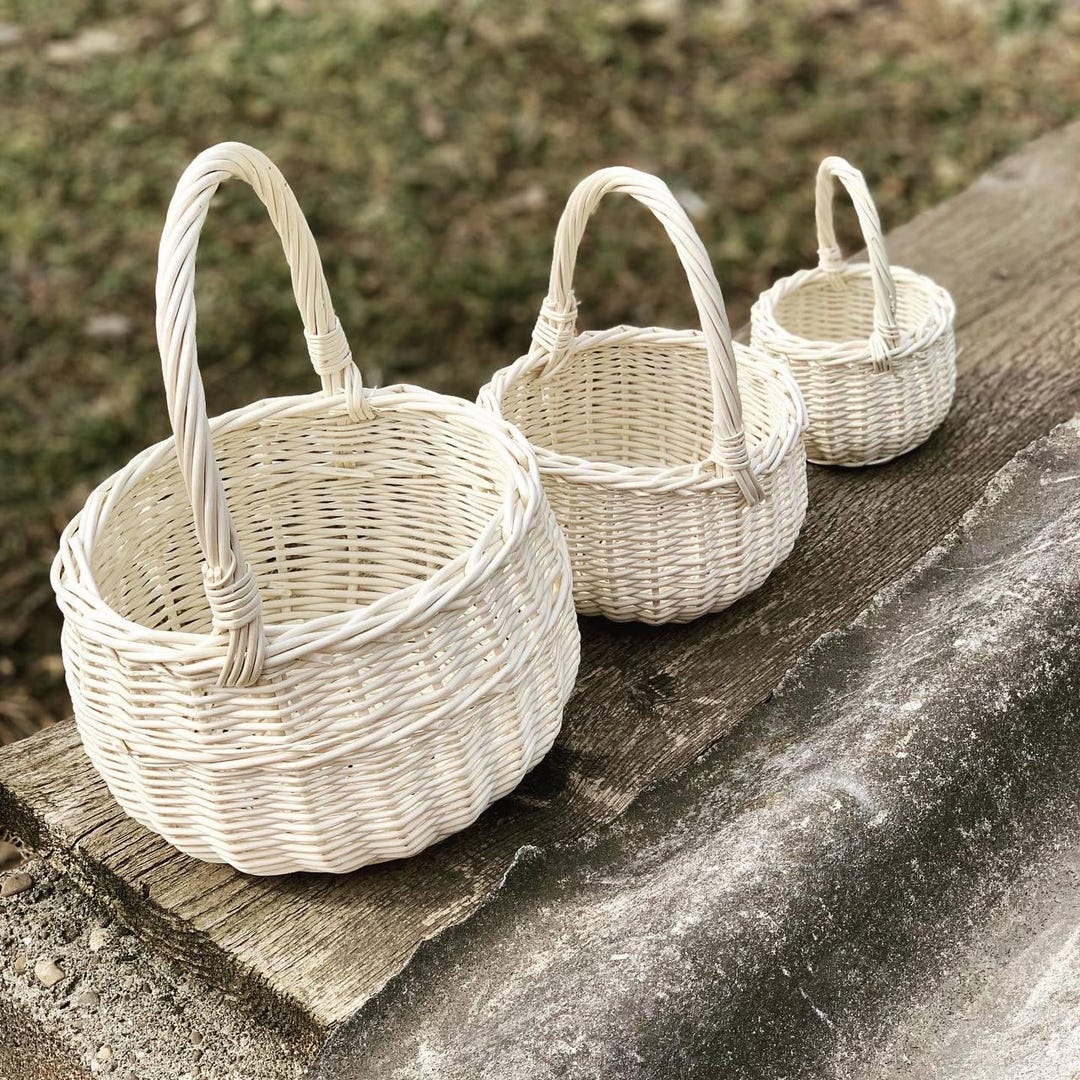 Handcrafted Children's Wicker Basket Set, Bleached Wicker, Toy Baskets ...