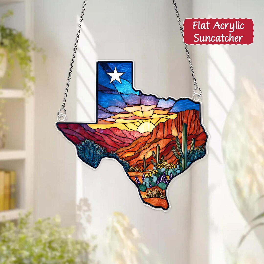 Texas Map Acrylic Suncatcher, Texas Window Hanging Decor, Northern Home ...